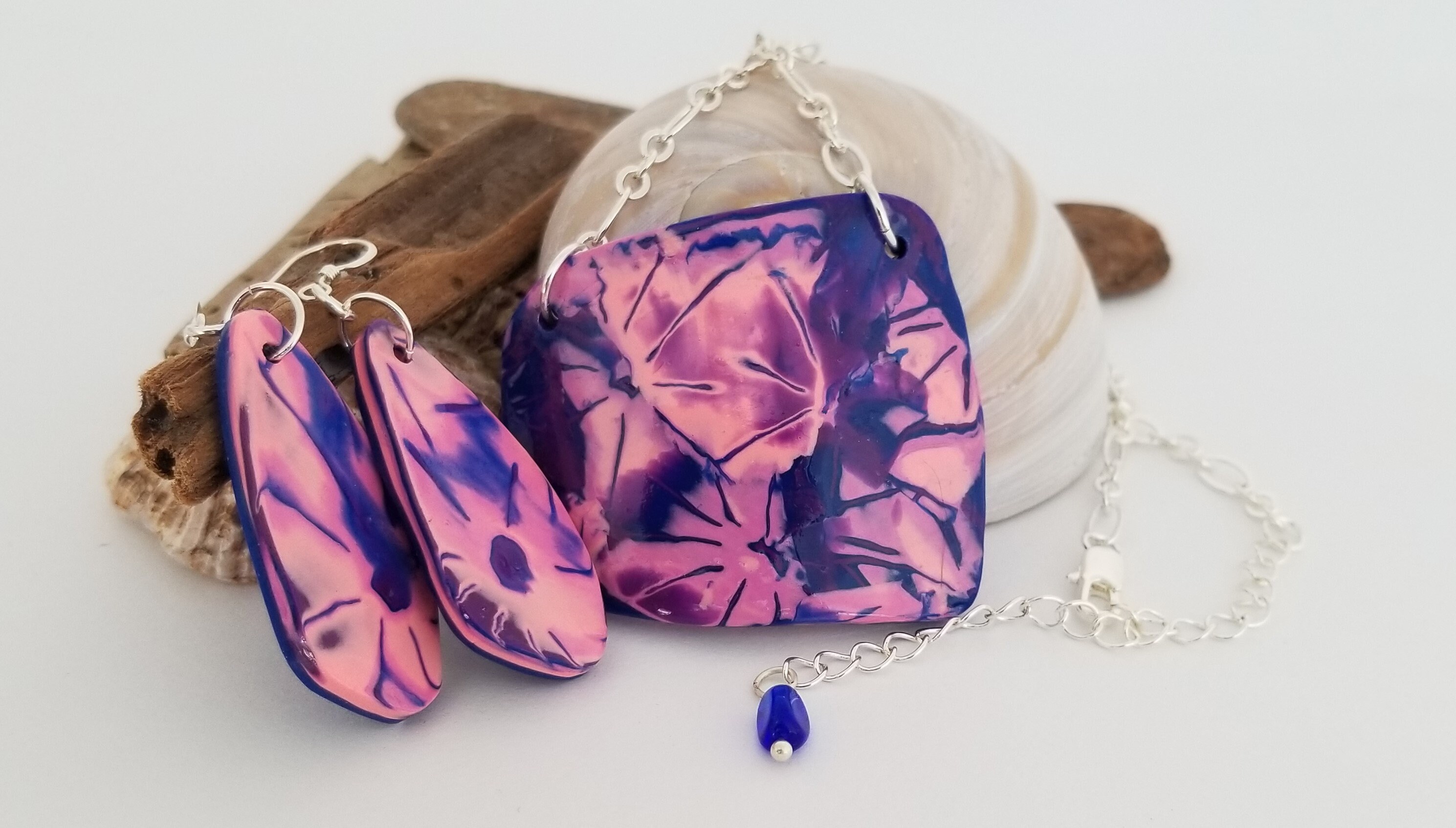 Polymer Clay Fireworks Necklace & Sterling Silver Earrings, Handmade ...
