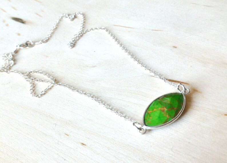 Green Turquoise Chain Necklace,turquoise Pendant Necklace, Silver ...