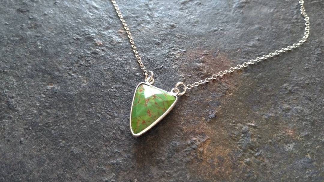 Green Turquoise Chain Necklace,turquoise Pendant Necklace, Silver ...