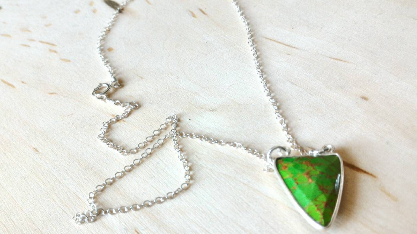 Green Turquoise Chain Necklaceturquoise Pendant Necklace - Etsy UK