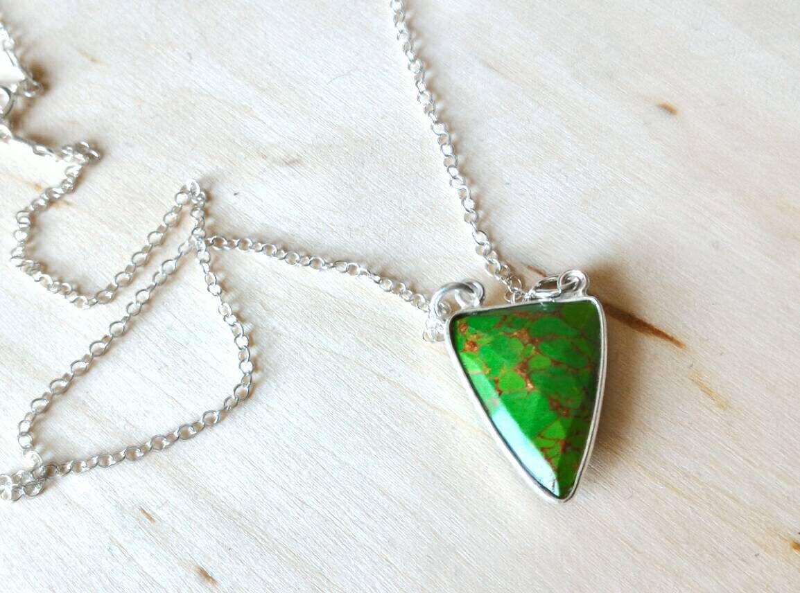 Green Turquoise Chain Necklaceturquoise Pendant Necklace - Etsy UK
