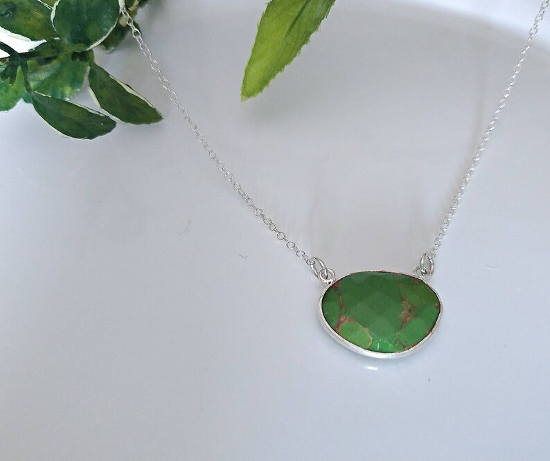 Green Turquoise Chain Necklace,turquoise Pendant Necklace,sterling ...