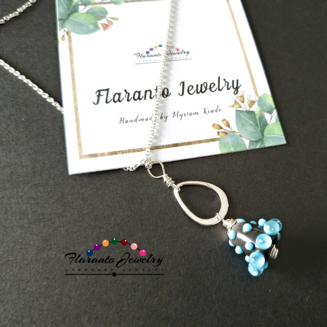 Vintage Multicolor Bumpy Lampwork Chain Pendant Sterling - Etsy