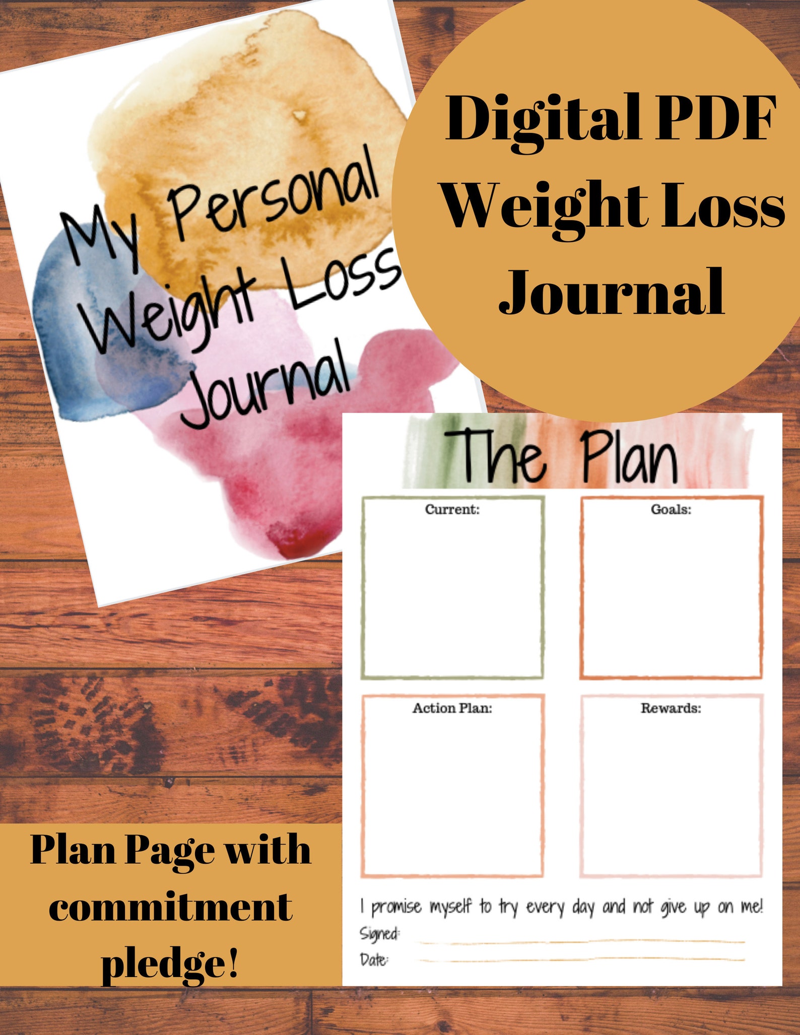 Personal Weight Loss Journal Self Commitment Journal Weekly | Etsy