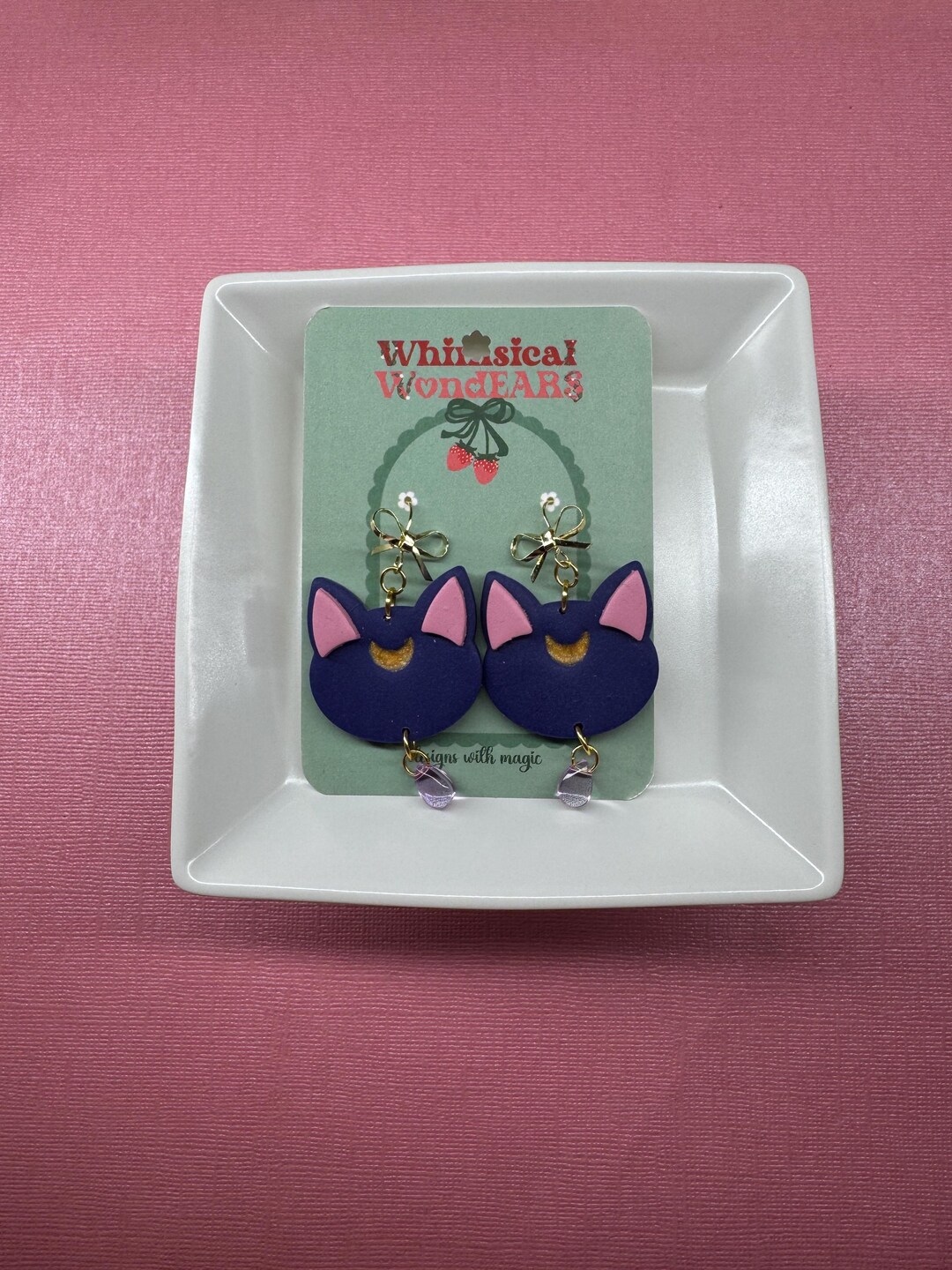 Sailor Moon Cat Luna & Artemis Inspired Dangle Polymer Clay Earrings - Etsy