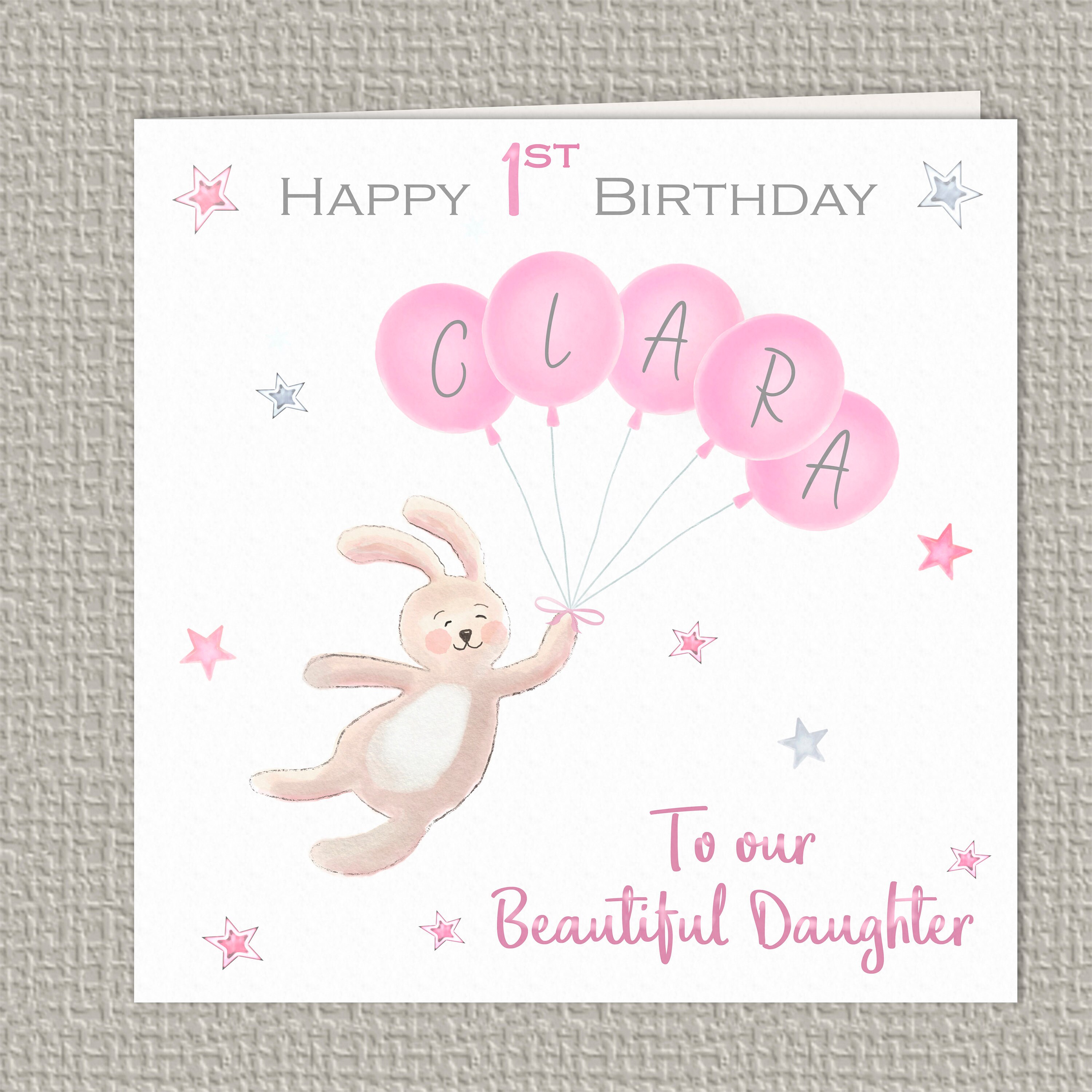 Watercolour Bunny Rabbit 1st Birthday Card for Son Daughter - Etsy UK