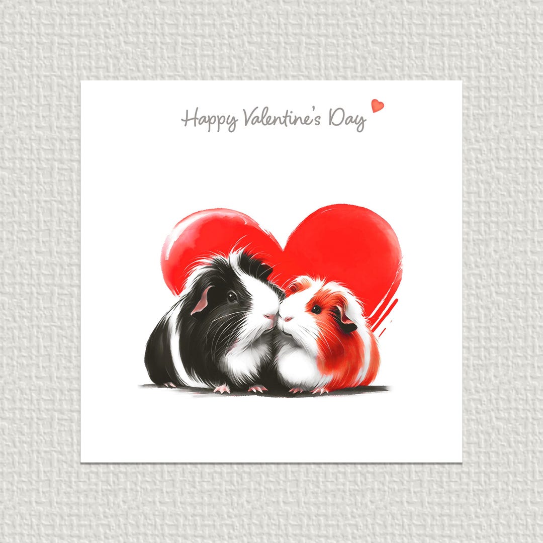 Customisable Handmade Valentines Card, Cute Pair of Guinea Pigs, 148mm ...