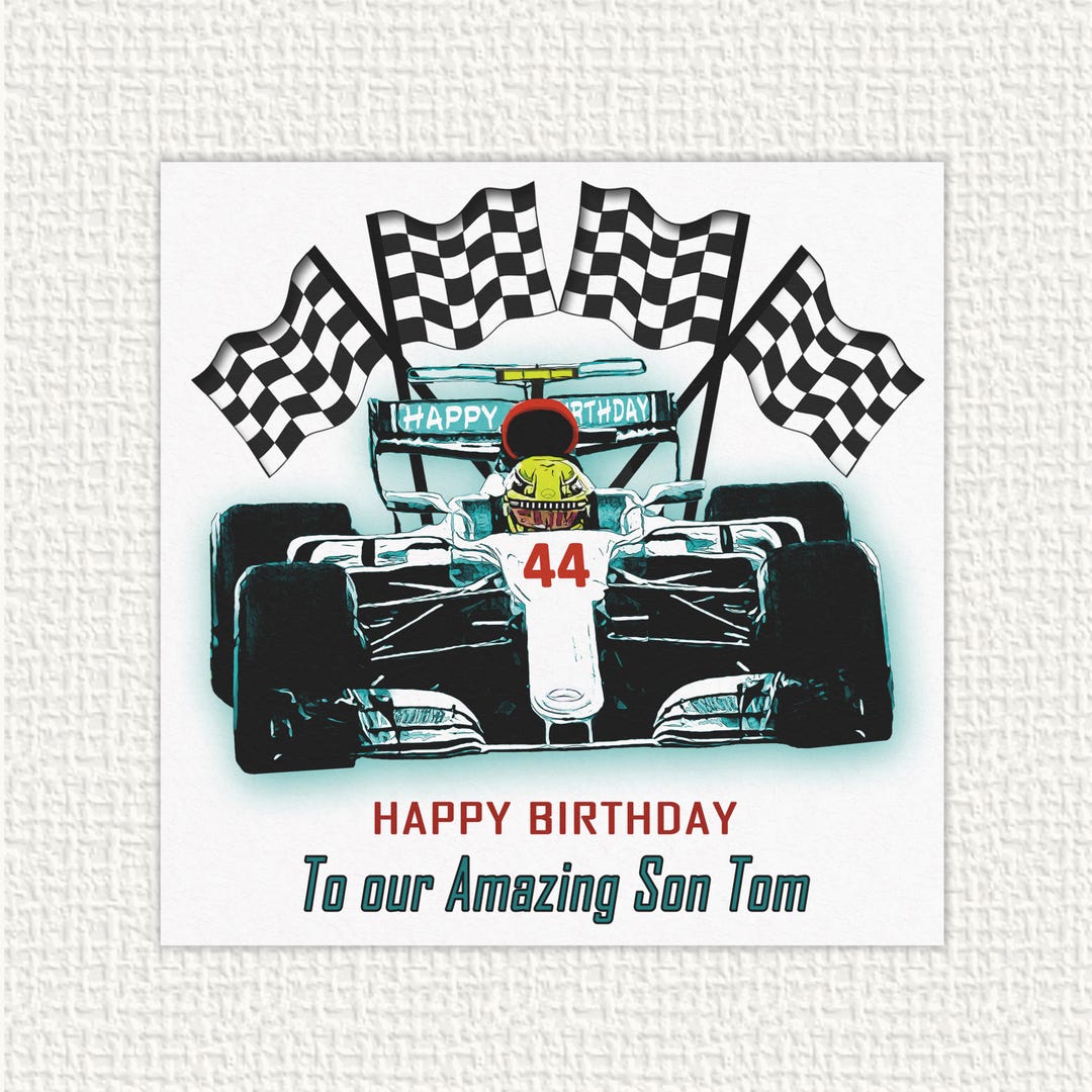 Racing Car Birthday Card, Any Age, Handmade, Personalised Name/relation ...