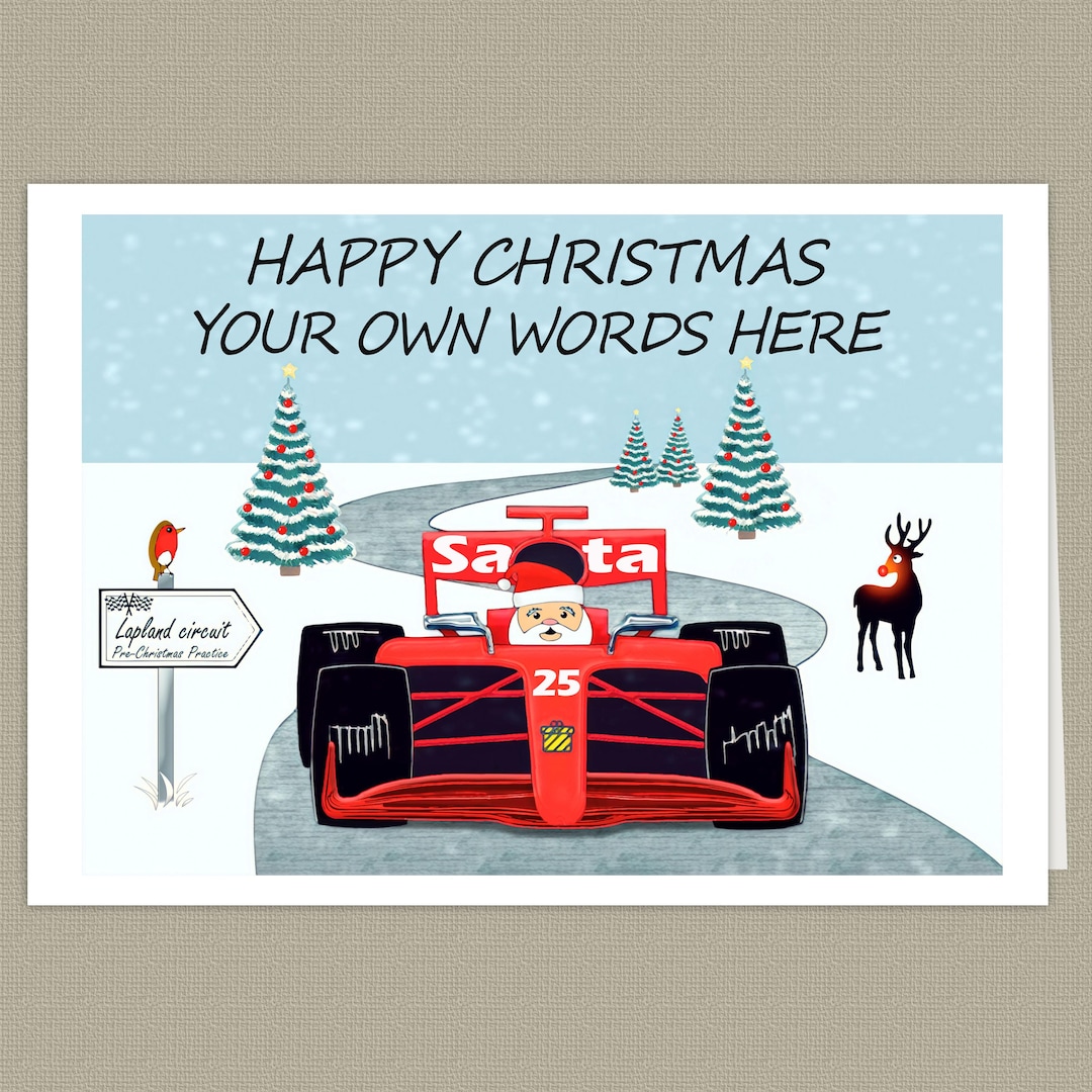 Personalised Formula 1 Santa Christmas Card, A5 Size - Etsy