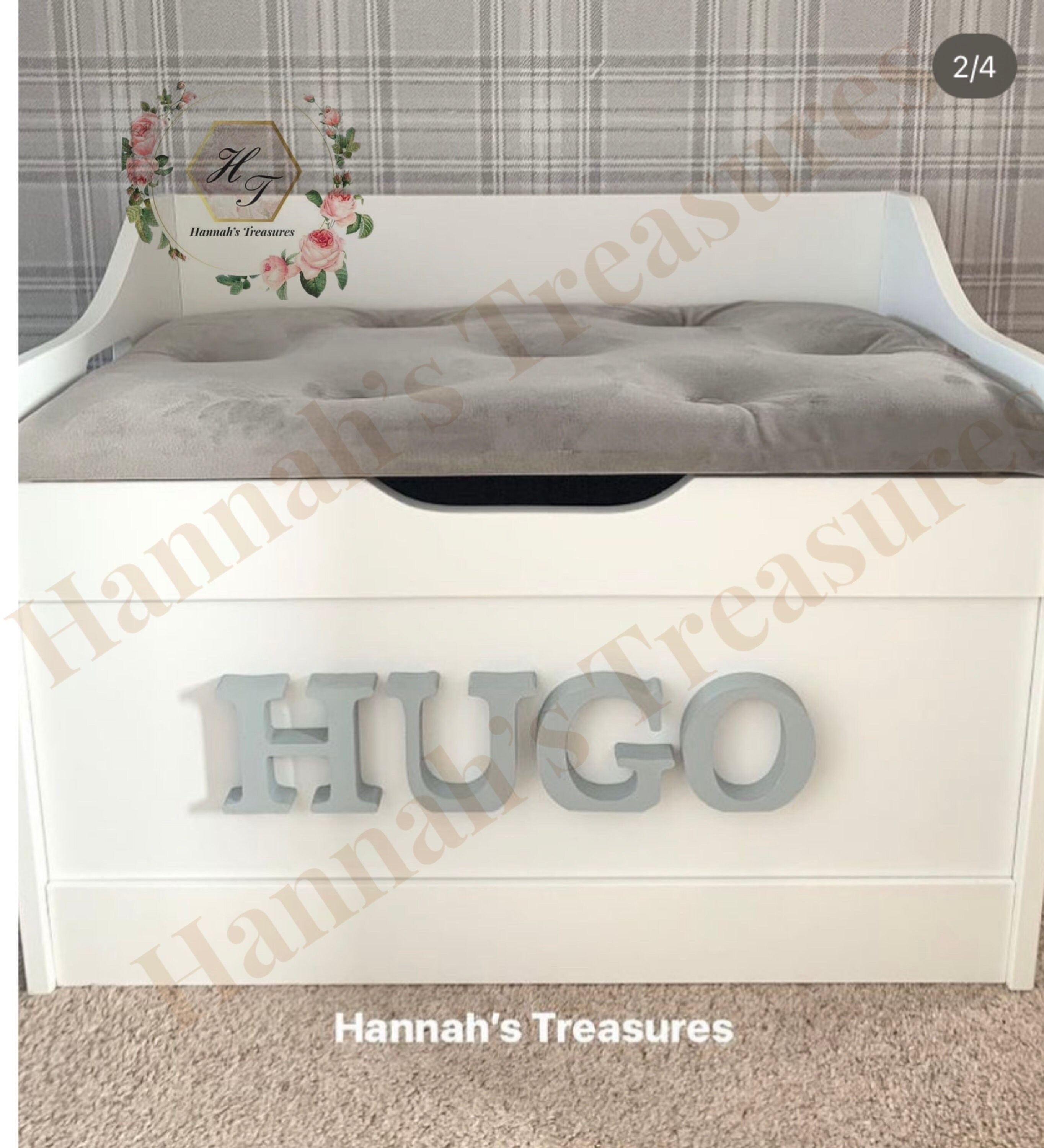 The Lola Toy Box With a Plush Velvet Cushion Lid &buttons. Hannahs ...