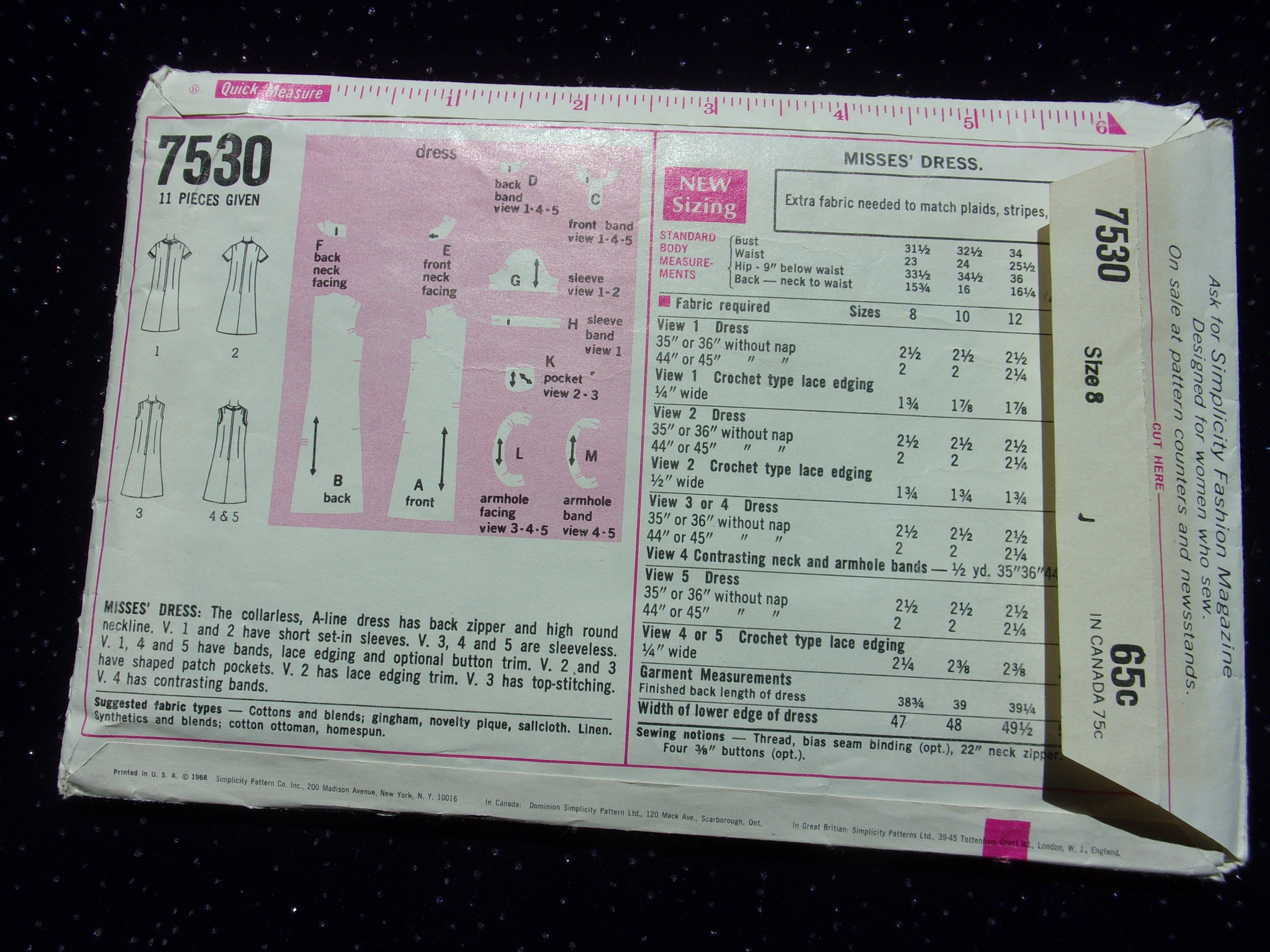 Retro 60's Simple A-line Dress Sewing Pattern Sleeve and Neckline ...