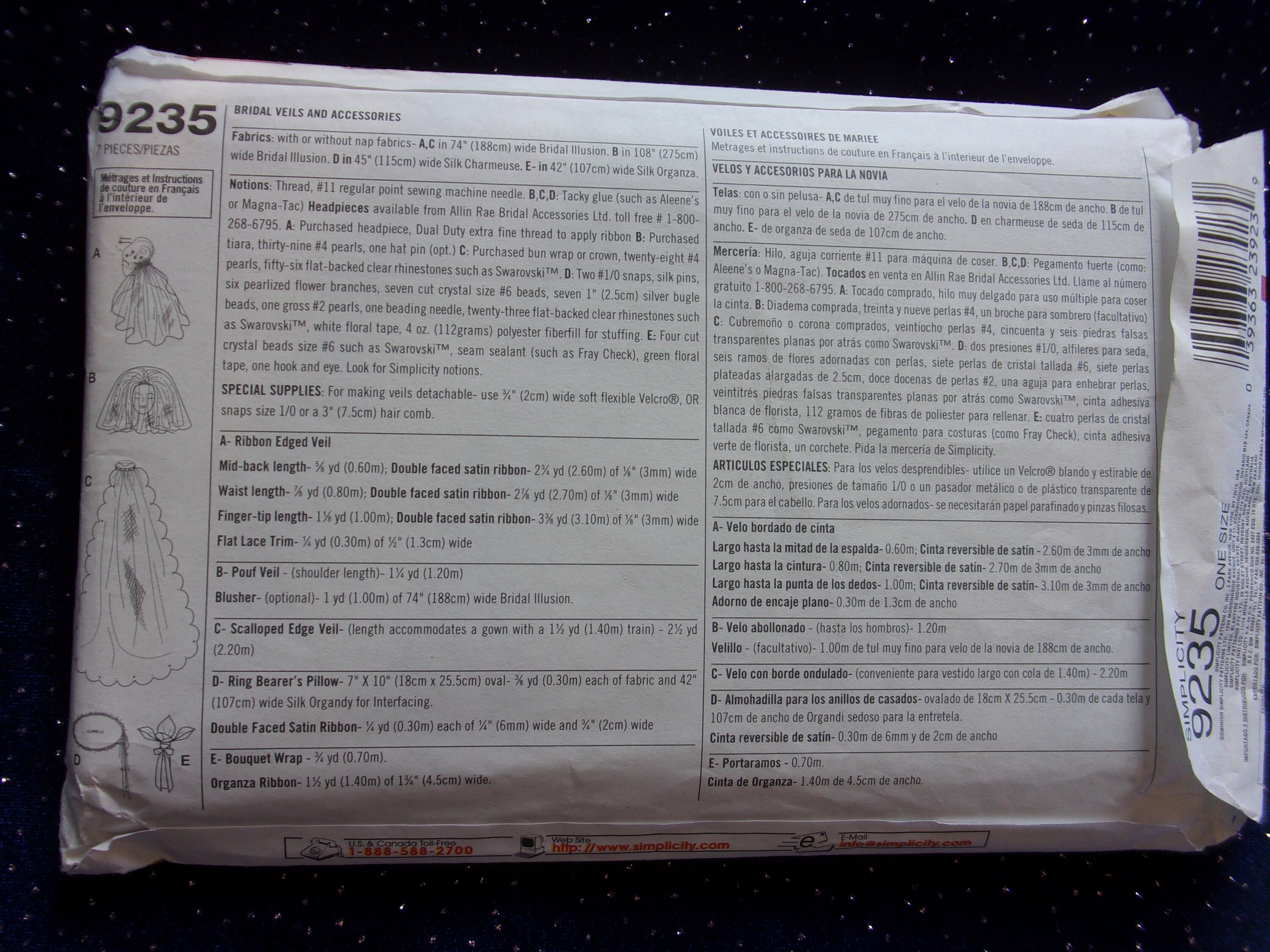 Simplicity 9235 Wedding Veils & Accessories Sewing Pattern Bridal Veils ...