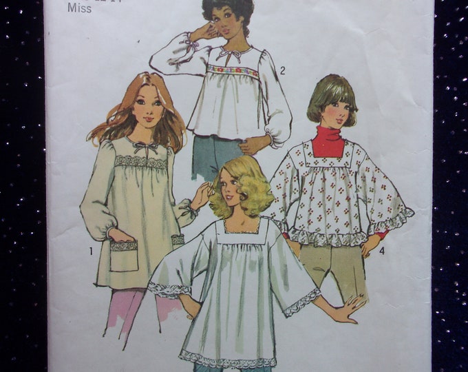 Vintage 70s Smock Top Sewing Pattern Peasant Blouse Boho Hippie Yoke ...