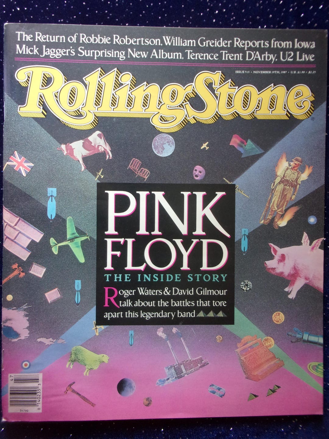 Pink Floyd-vintage 80's Rolling Stone Magazine-1987-issue 513- Rock N ...