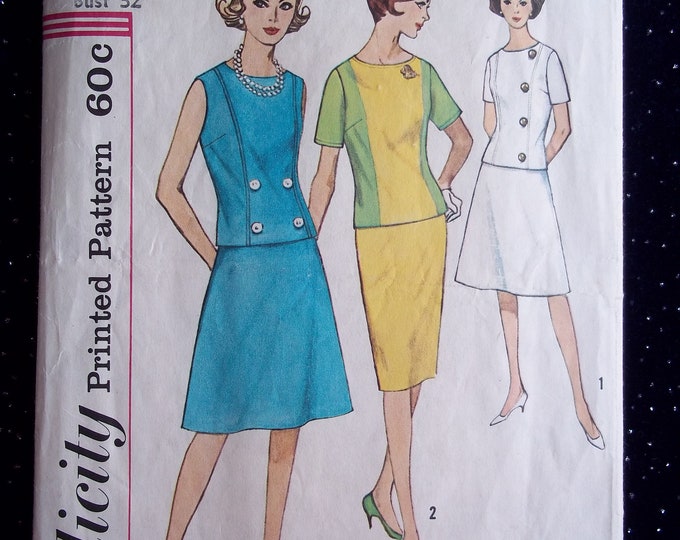 1960s Two-piece Suit Sewing Pattern: Jackie Kennedy Style, Simplicity ...