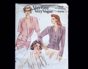 Vogue Wrap Blouse Pattern - Etsy