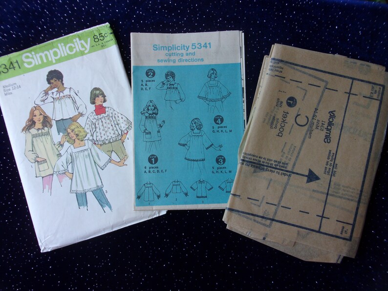 Vintage 70s Smock Top Sewing Pattern Peasant Blouse Boho Hippie Yoke ...