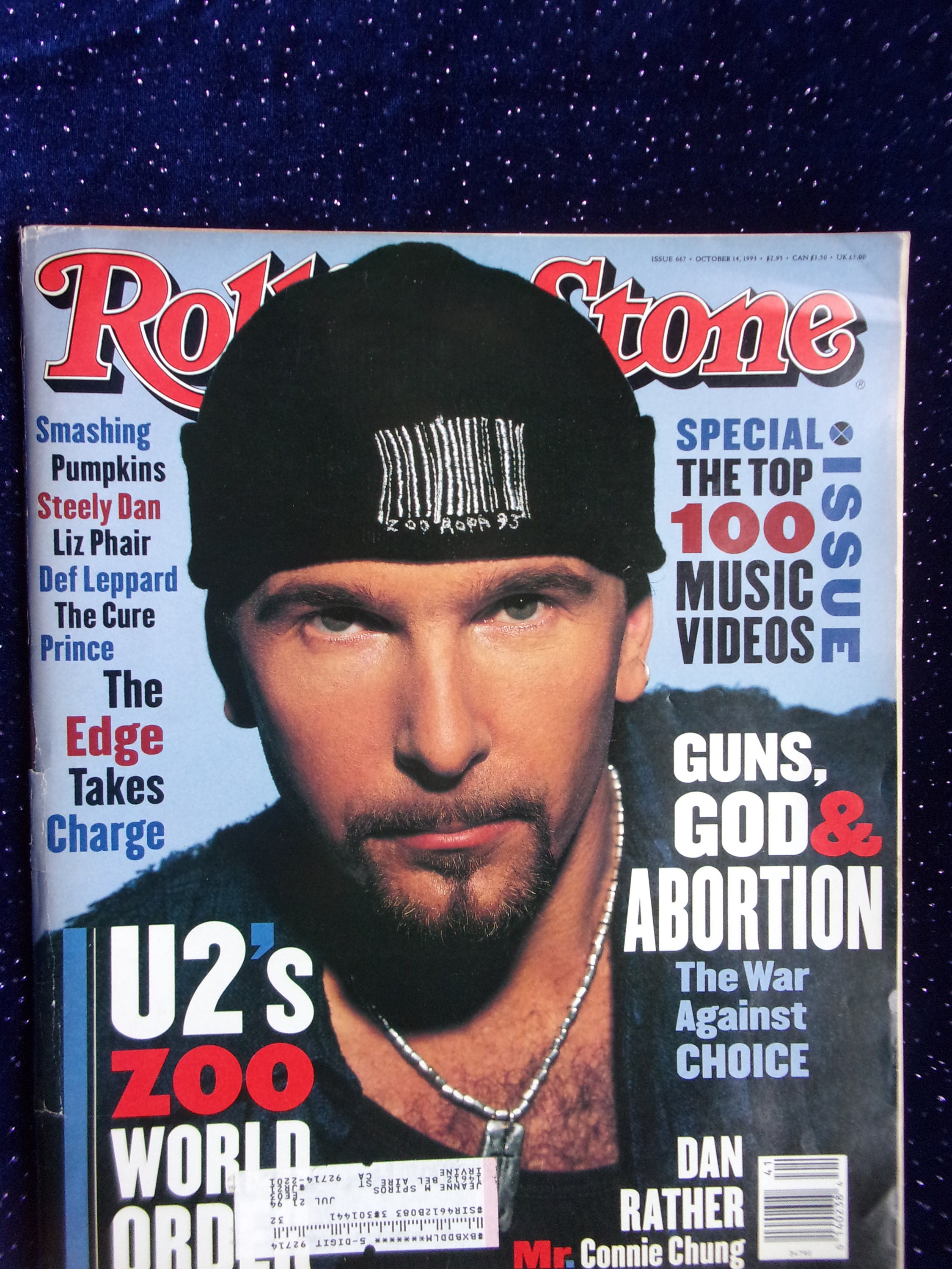 The Edge U2 Vintage 90's Rolling Stone Magazine-1993 Issue 667 ...