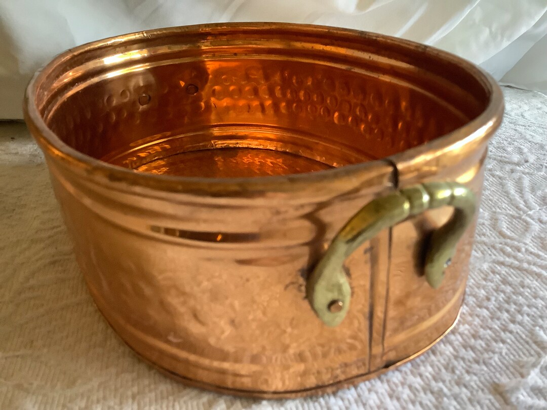 Brass and Copper Container/planter With Side Handle. Vintage Condition ...