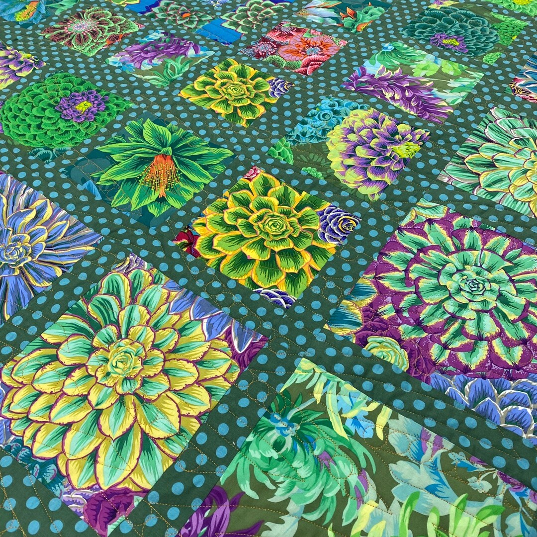Kaffe Fassett Green Squares Quilt Bed Topper - Etsy