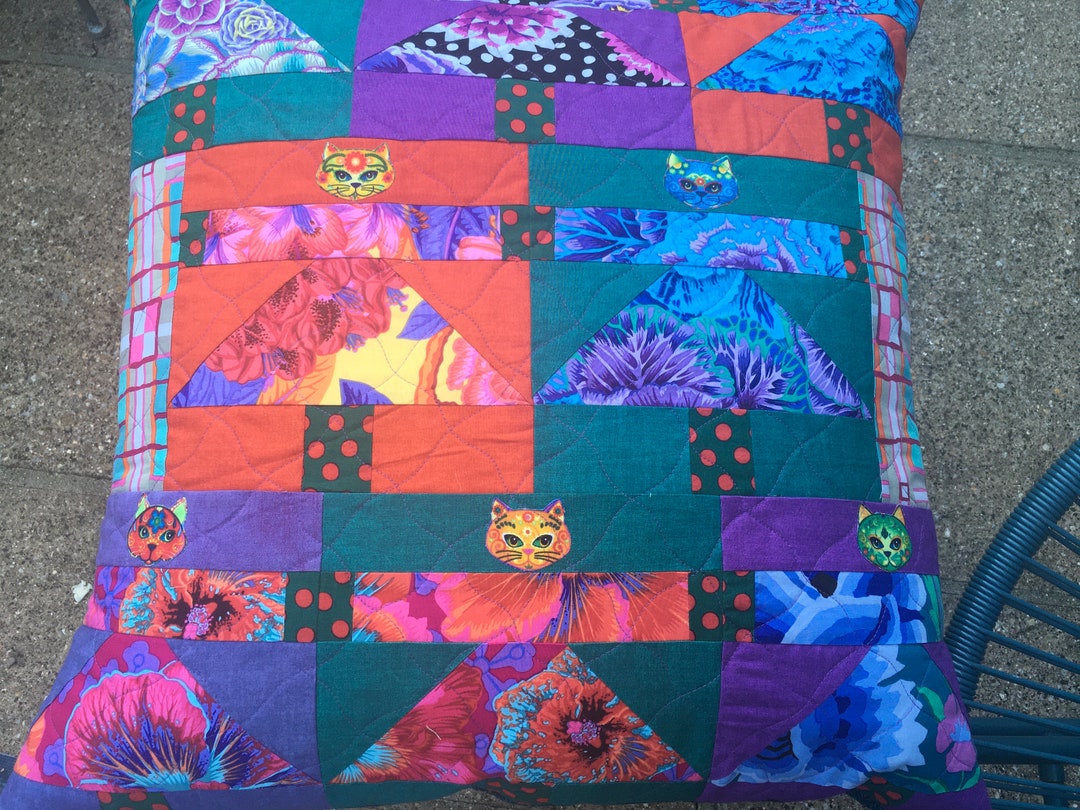 Kaffe Fassett Large Floor Cushion/scatter Cushion/“paper Dolls and Cats ...