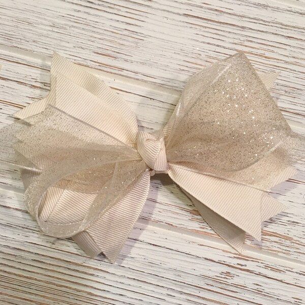 Cream Hair Bow - Etsy