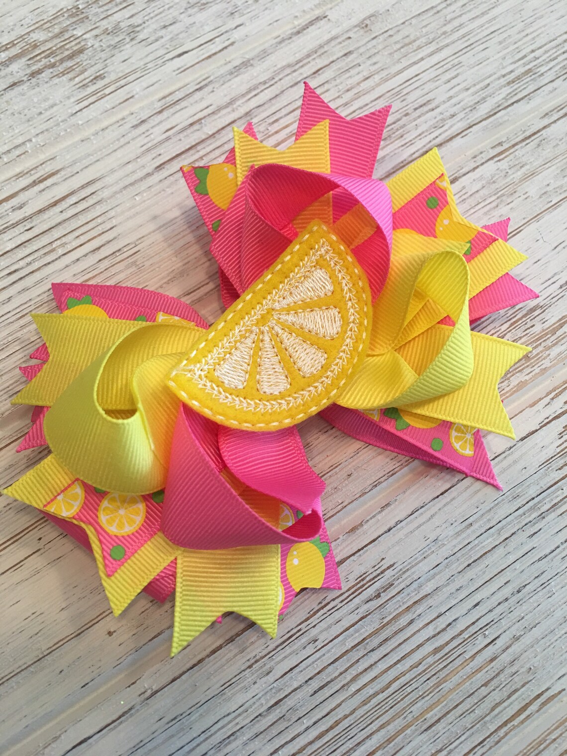 M2M Ricrac and Ruffles Lemon Hair Bow Lemon Hairbow Lemon - Etsy
