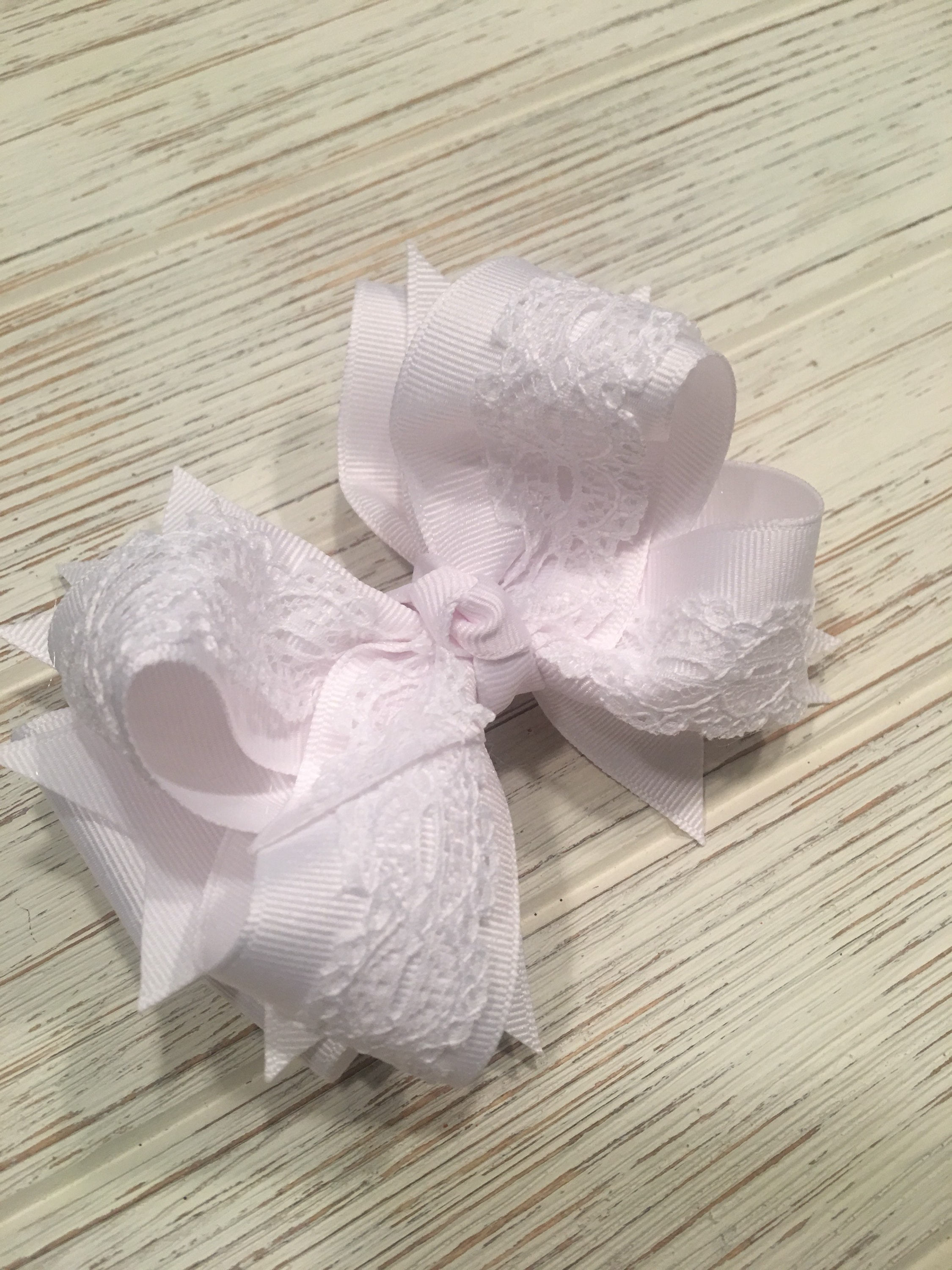 White Hair Bow, White Hairbow, White Hair Clip, Lace Hair Bow, Lace ...