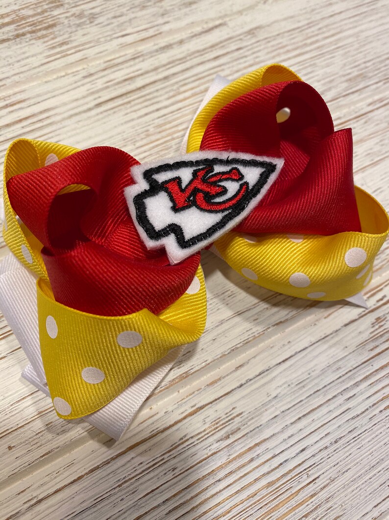 KC Chiefs Hair Bow NFL Hair Bow Chiefs Hair Bow Chiefs Hair - Etsy