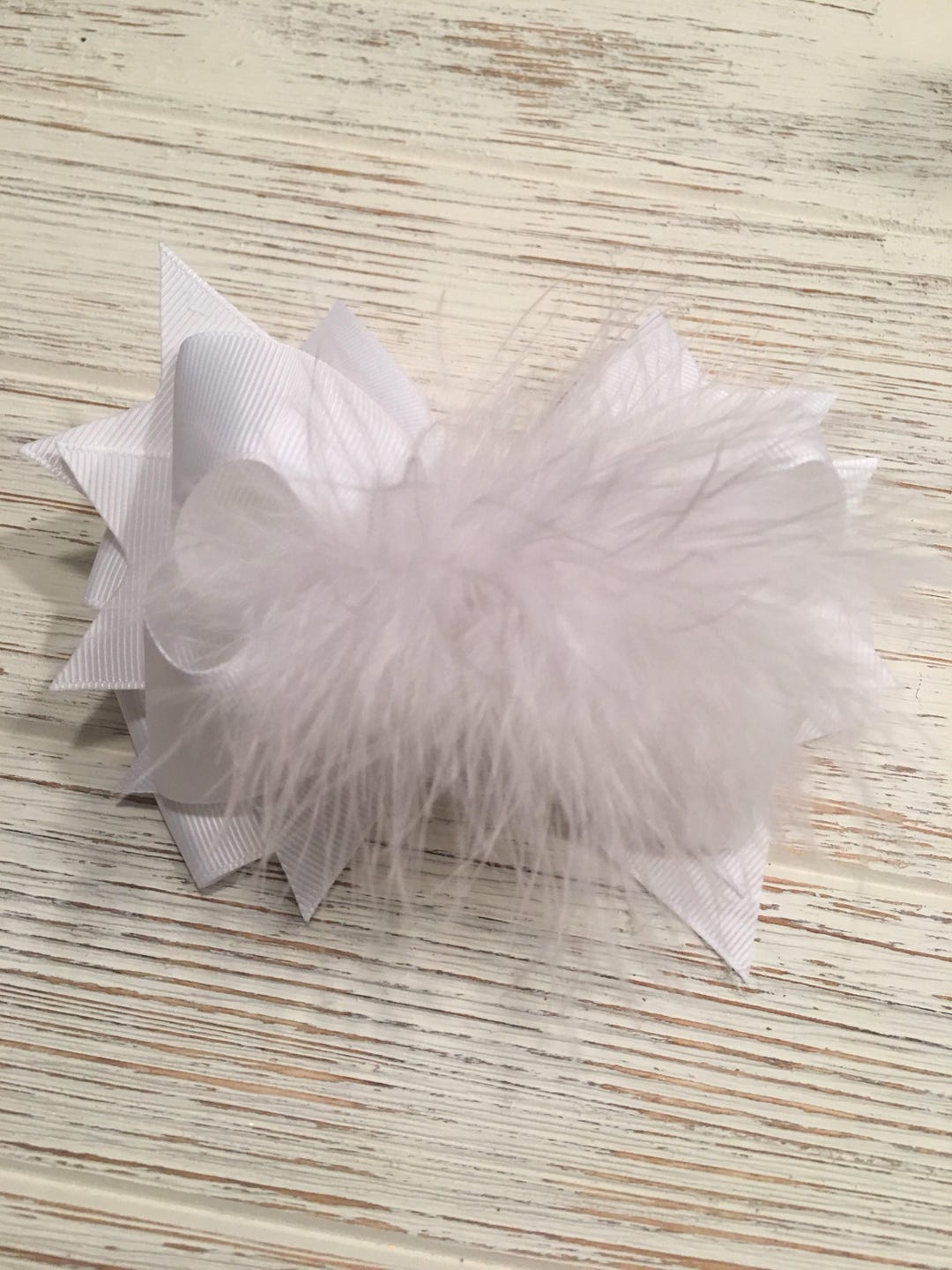 White Hair Bow, White Hairbow, White Hair Clip, White Bow, Boutique ...