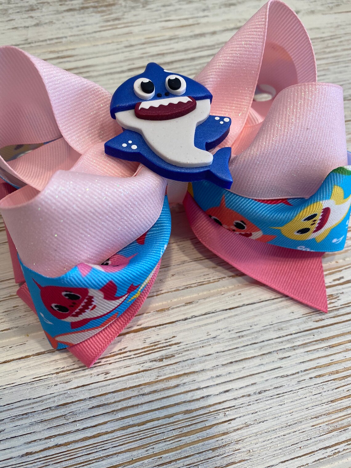 Baby shark hair bow shark hair bow baby shark birthday baby | Etsy