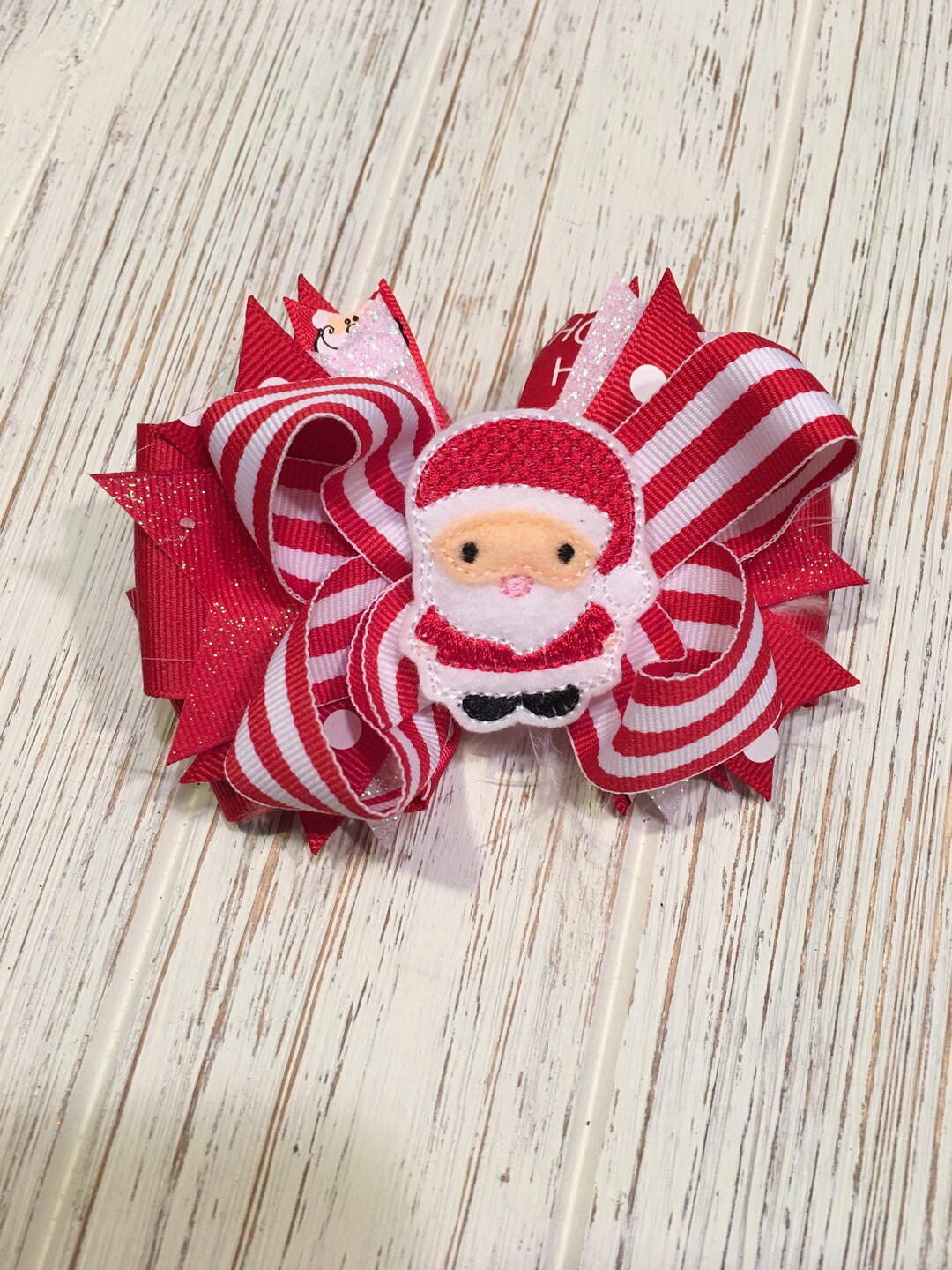 Red and White Santa Clause Christmas Hair Bow, Christmas Hairbow ...