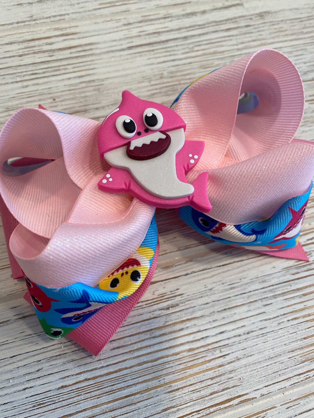 Baby Shark Hair Bow, Shark Hair Bow, Baby Shark Birthday, Baby Shark ...