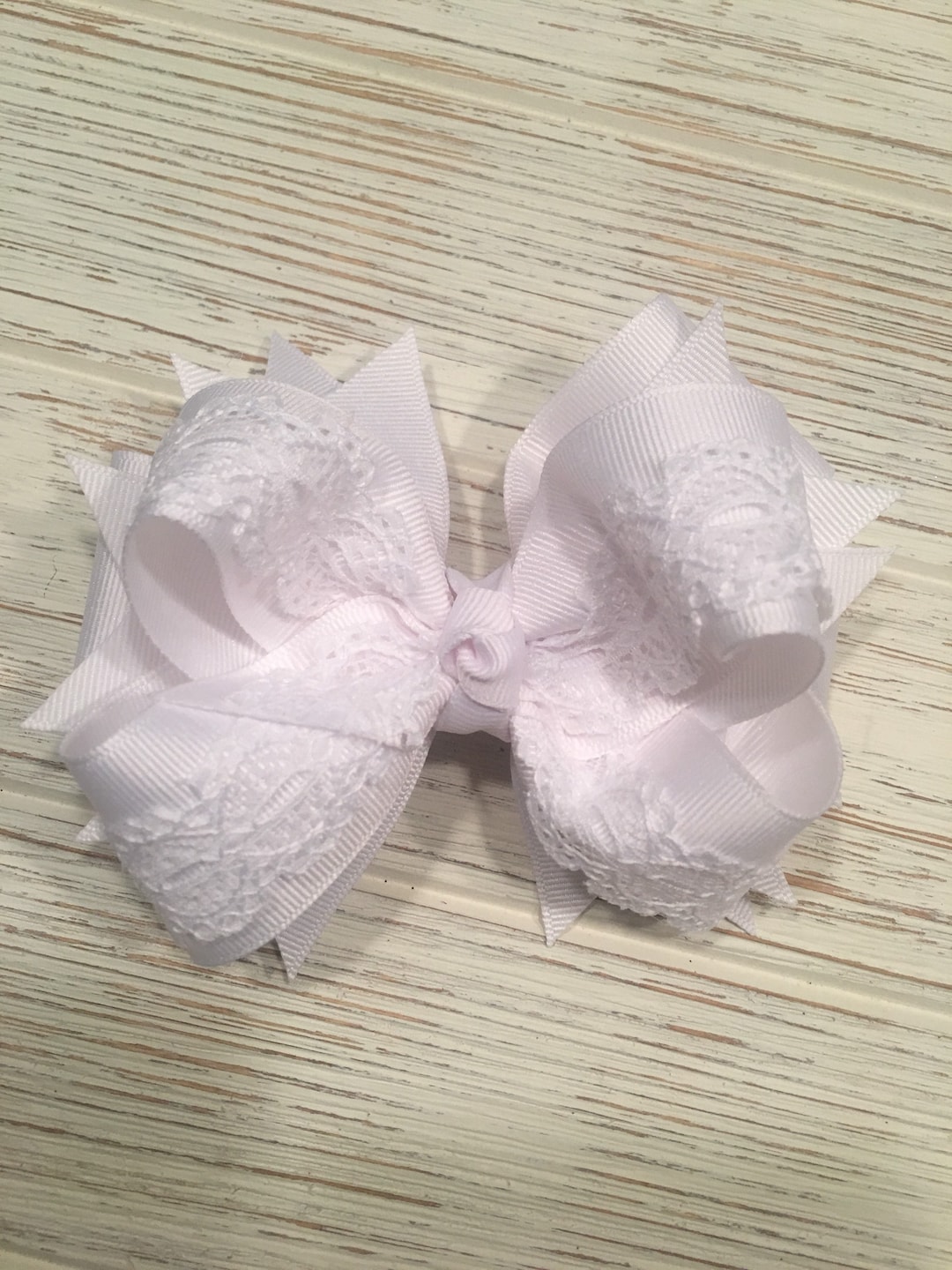 White Hair Bow, White Hairbow, White Hair Clip, Lace Hair Bow, Lace ...