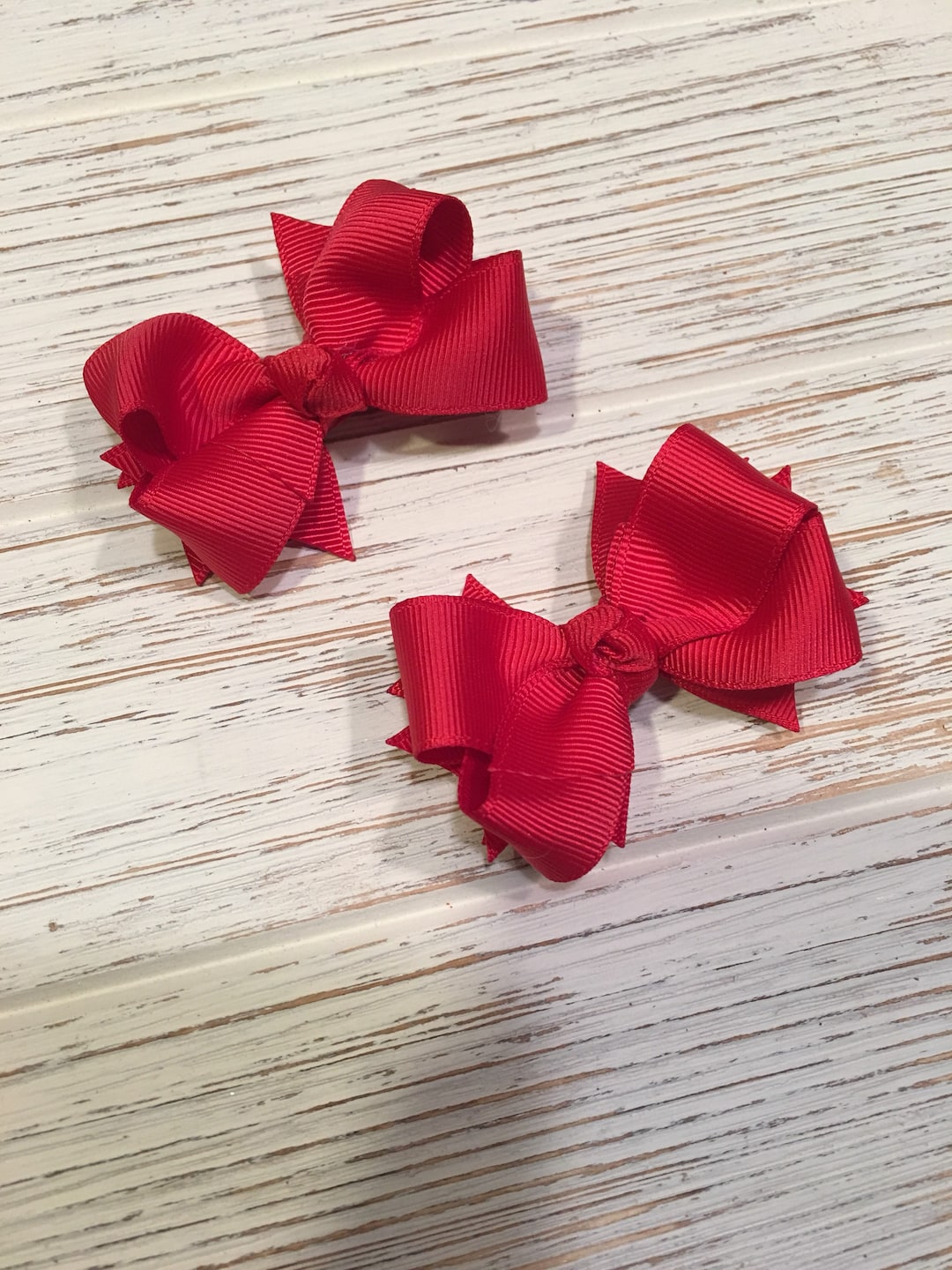 3" Red Pig Tail Hair Bows, Red Pigtails, Red Hairbows, Red Hair Clip ...