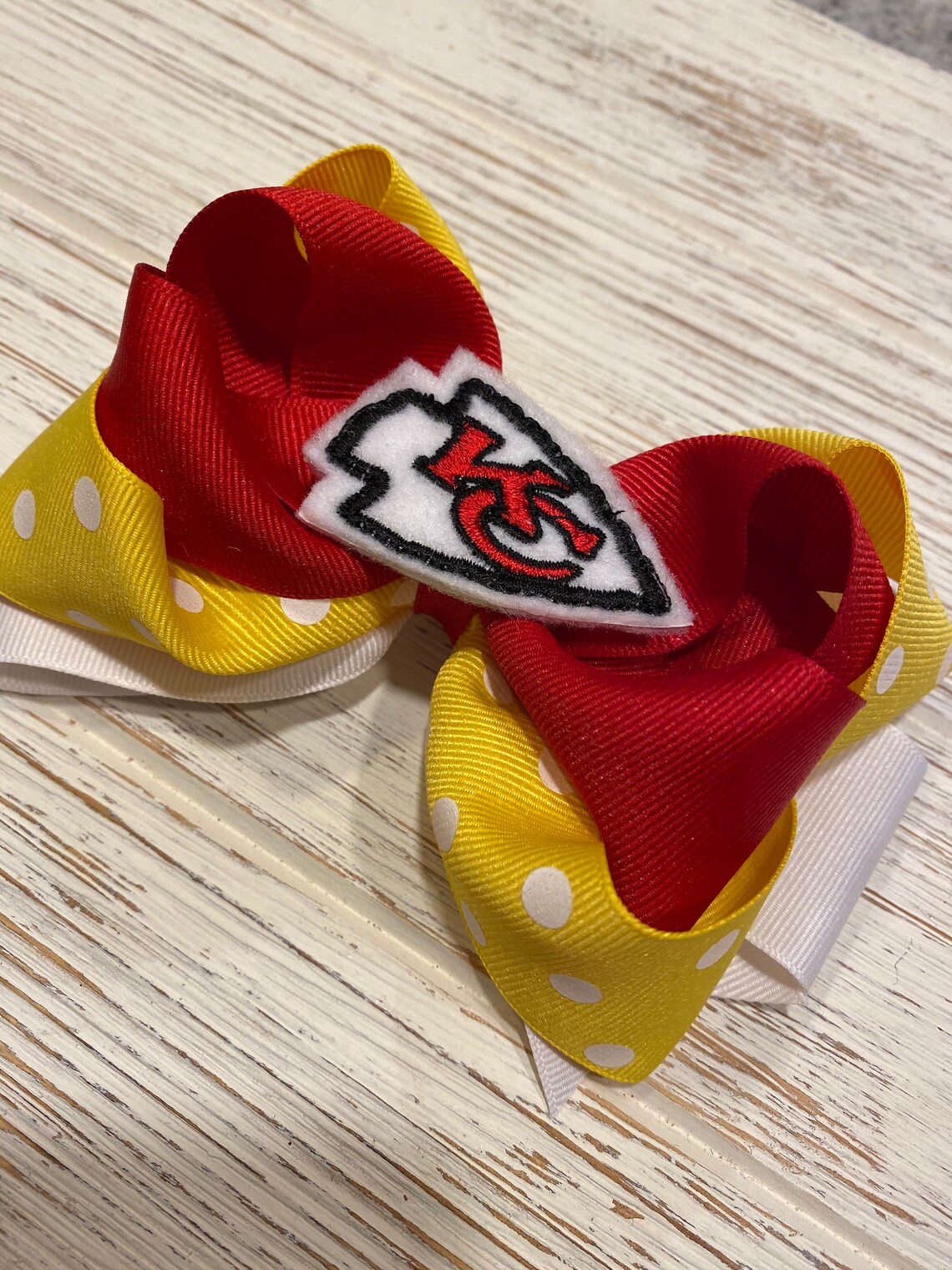 KC Chiefs Hair Bow NFL Hair Bow Chiefs Hair Bow Chiefs Hair - Etsy