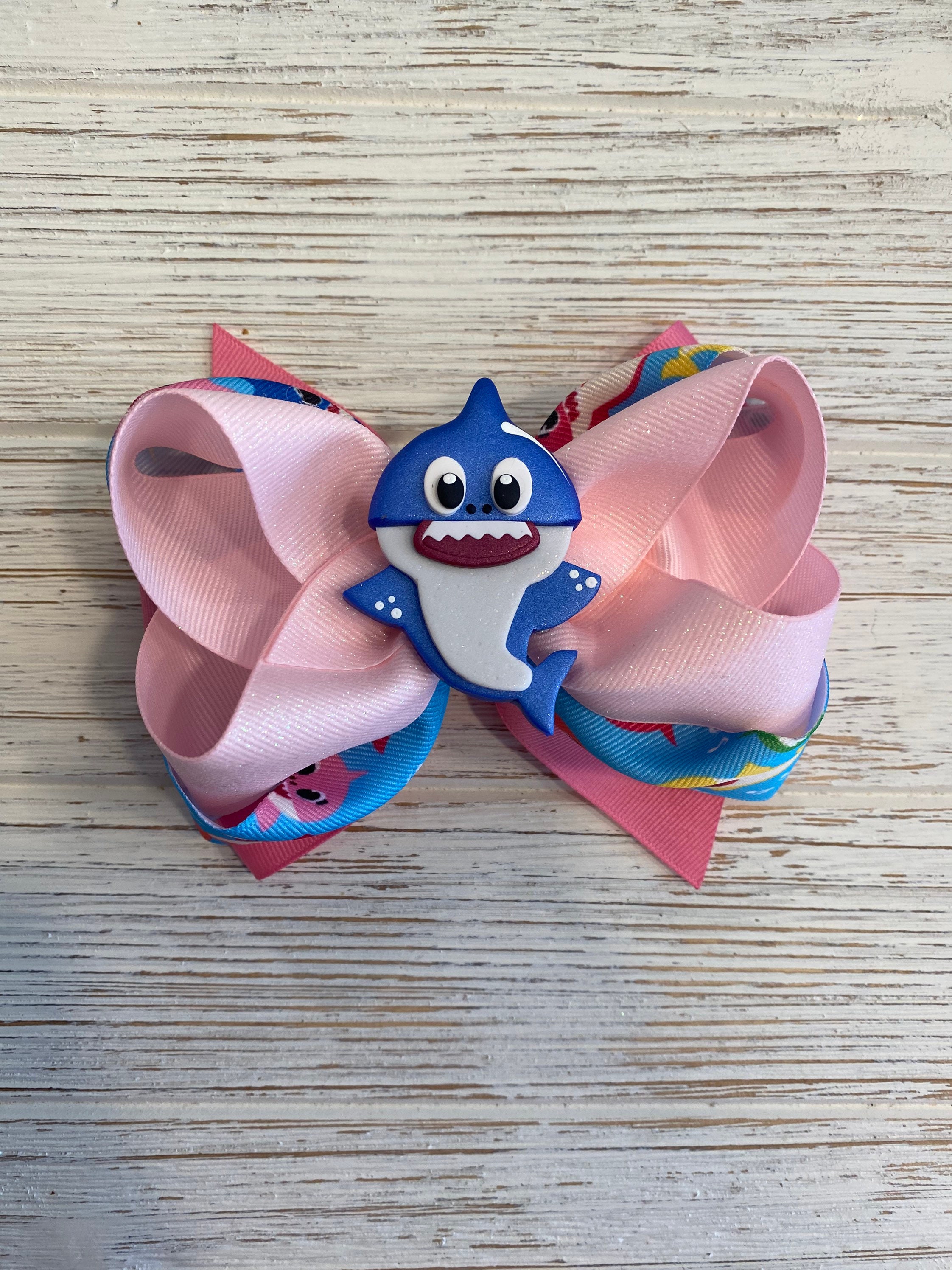 Baby shark hair bow shark hair bow baby shark birthday baby | Etsy