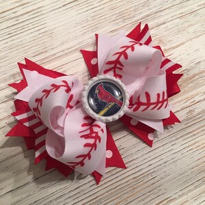 Baseball Hair Bow, Baseball Hairbow, Baseball Hair Clip, Cardinals Hair Bow, Cardinals Hairbow ...