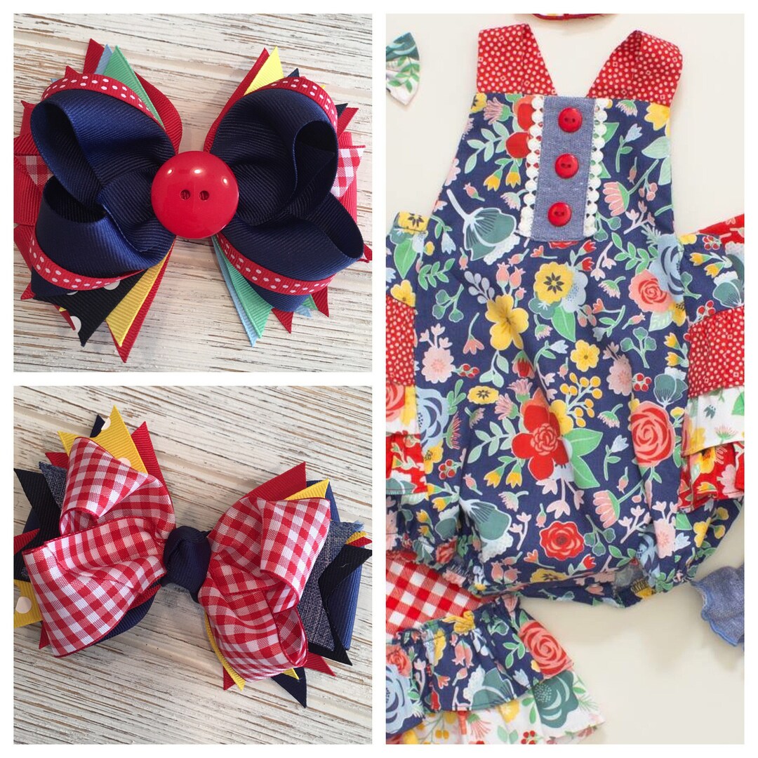 Made to Match Ricrac and Ruffles Yankee Doodle Hair Bow, Yankee Doodle ...