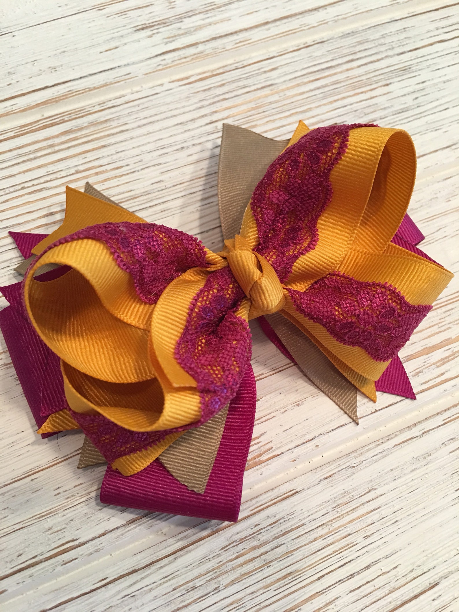 Made to Match Ricrac & Ruffles Autumn Sunrise Hair Bow, Autumn Sunrise ...