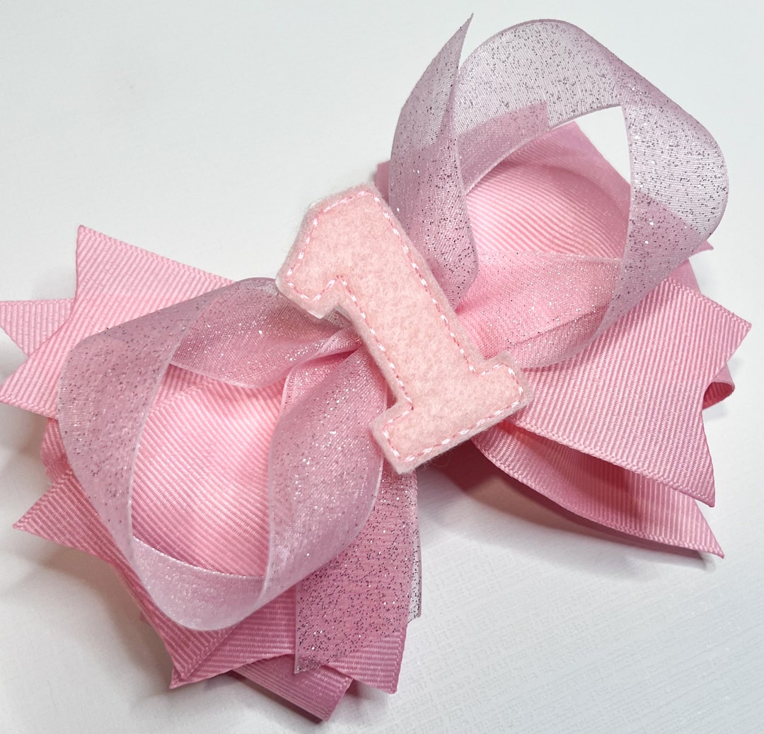 Pink Birthday Hair Bow, 1st Birthday Hair Bow, First Birthday Hair Bow ...