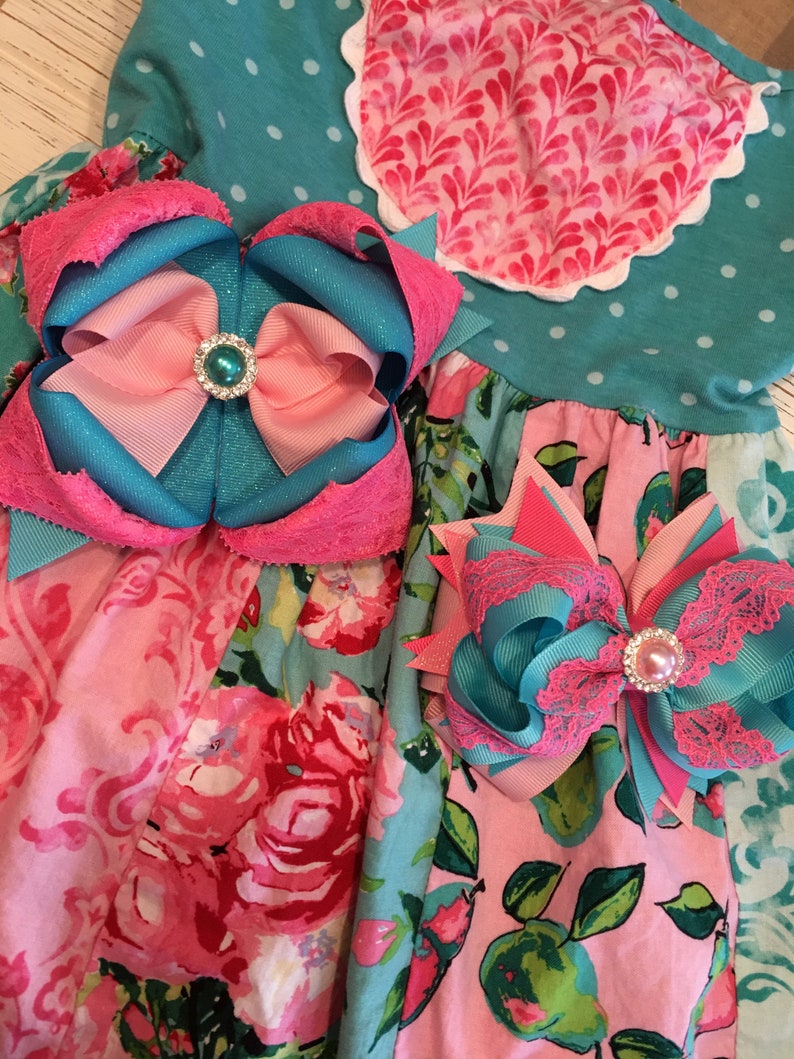 Made to Match Ricrac & Ruffles Berkshire Garden Hair Bow - Etsy