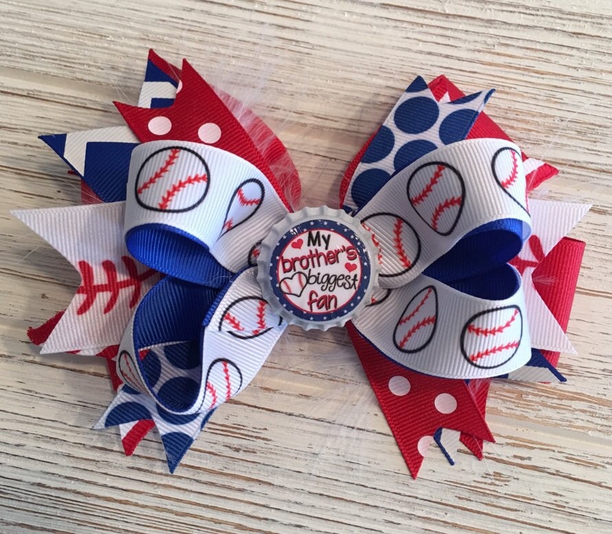 Baseball Hair Bow Baseball Hairbow Baseball Hair Clip Red | Etsy