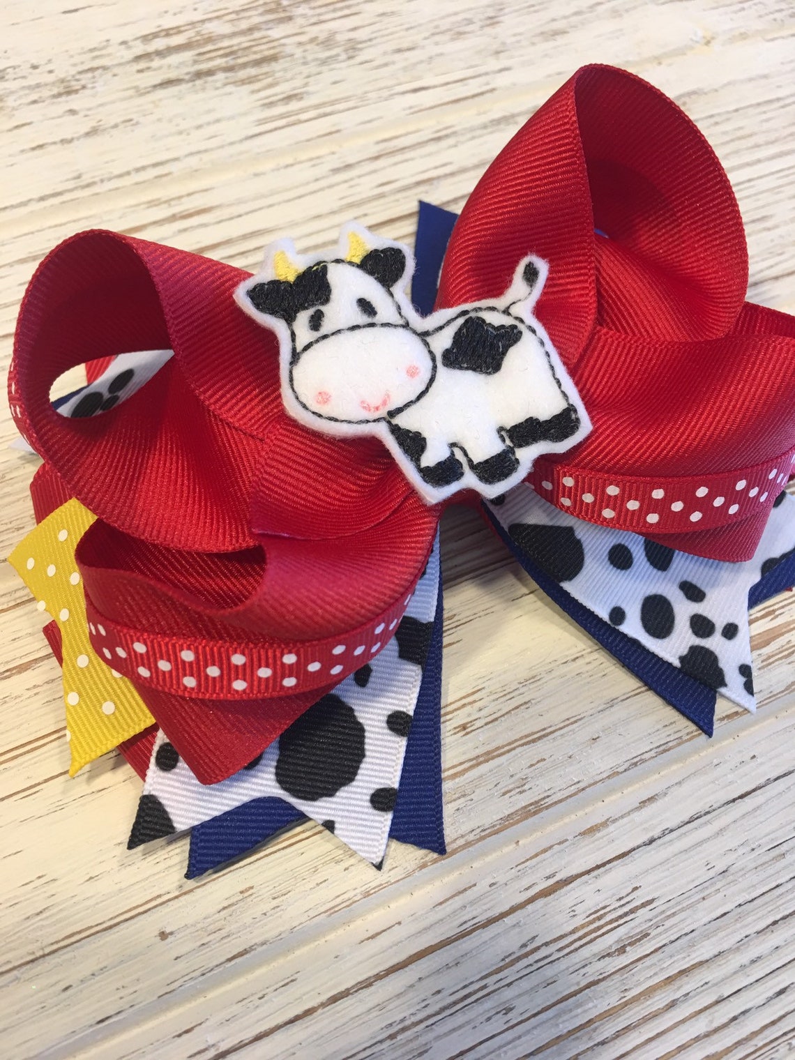 Barnyard Hair Bow, Barnyard Hairbow, Farm Hairbow, Farm Hair Bow, Cow ...