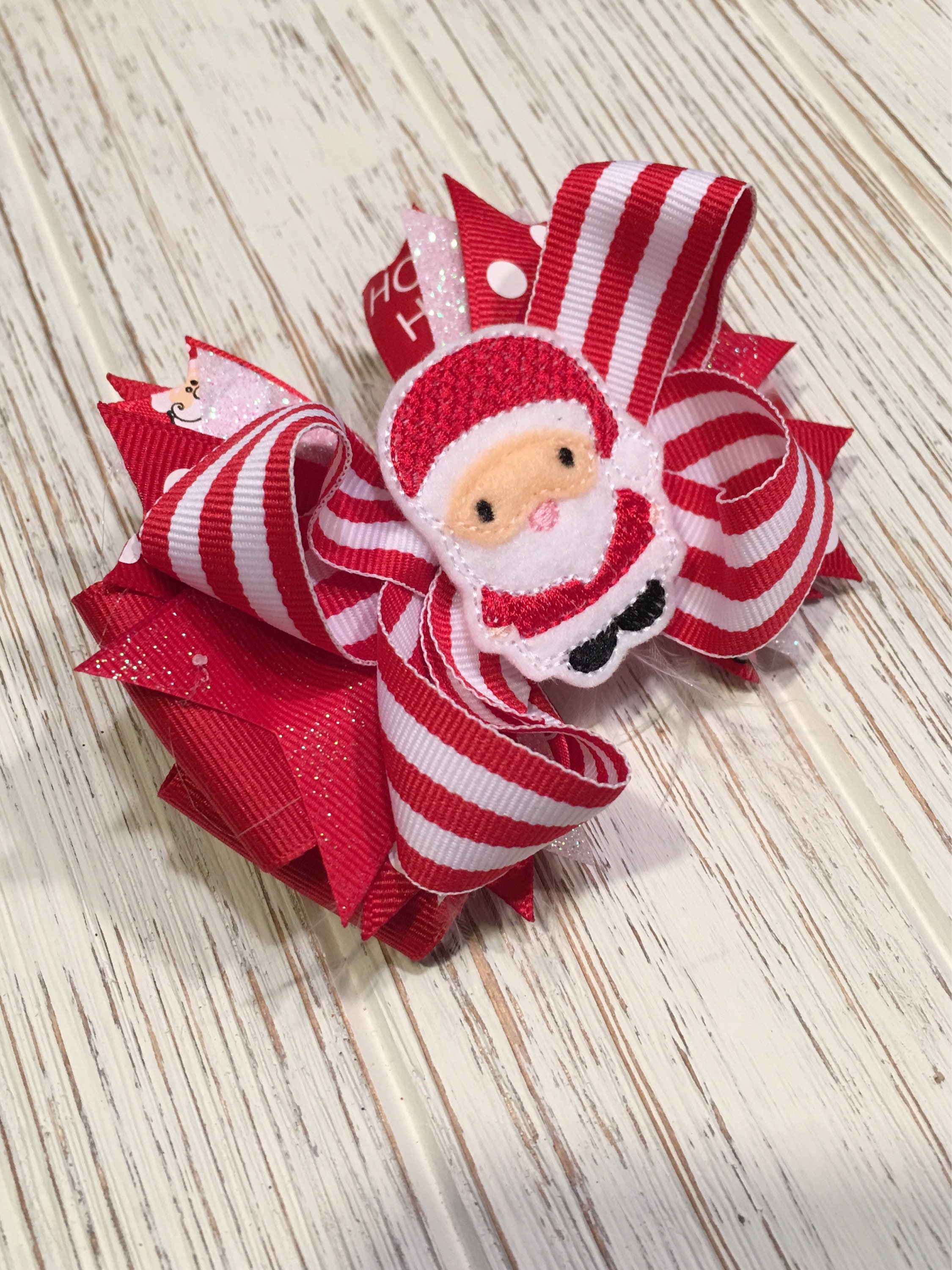 Red and White Santa Clause Christmas Hair Bow, Christmas Hairbow ...