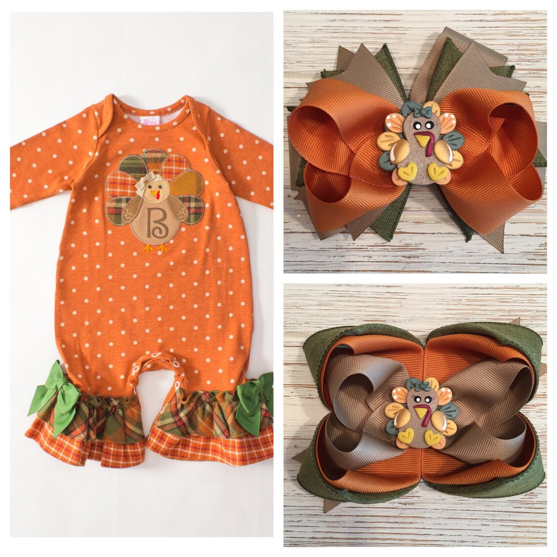 Made to Match Ricrac & Ruffles Turkey Trot Hair Bow Turkey - Etsy