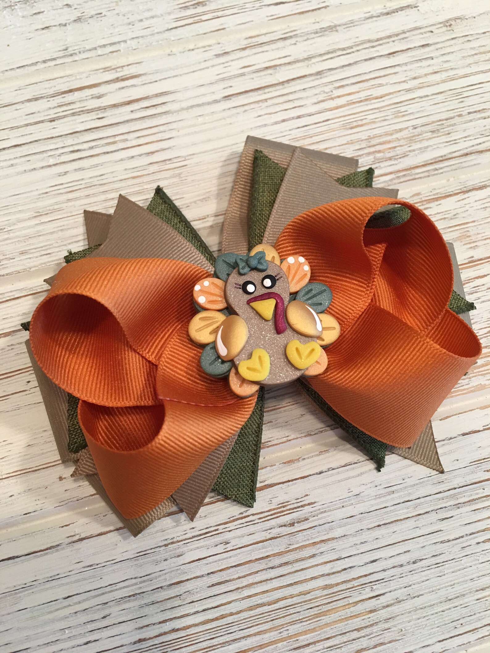 Made to Match Ricrac & Ruffles Turkey Trot Hair Bow Turkey - Etsy
