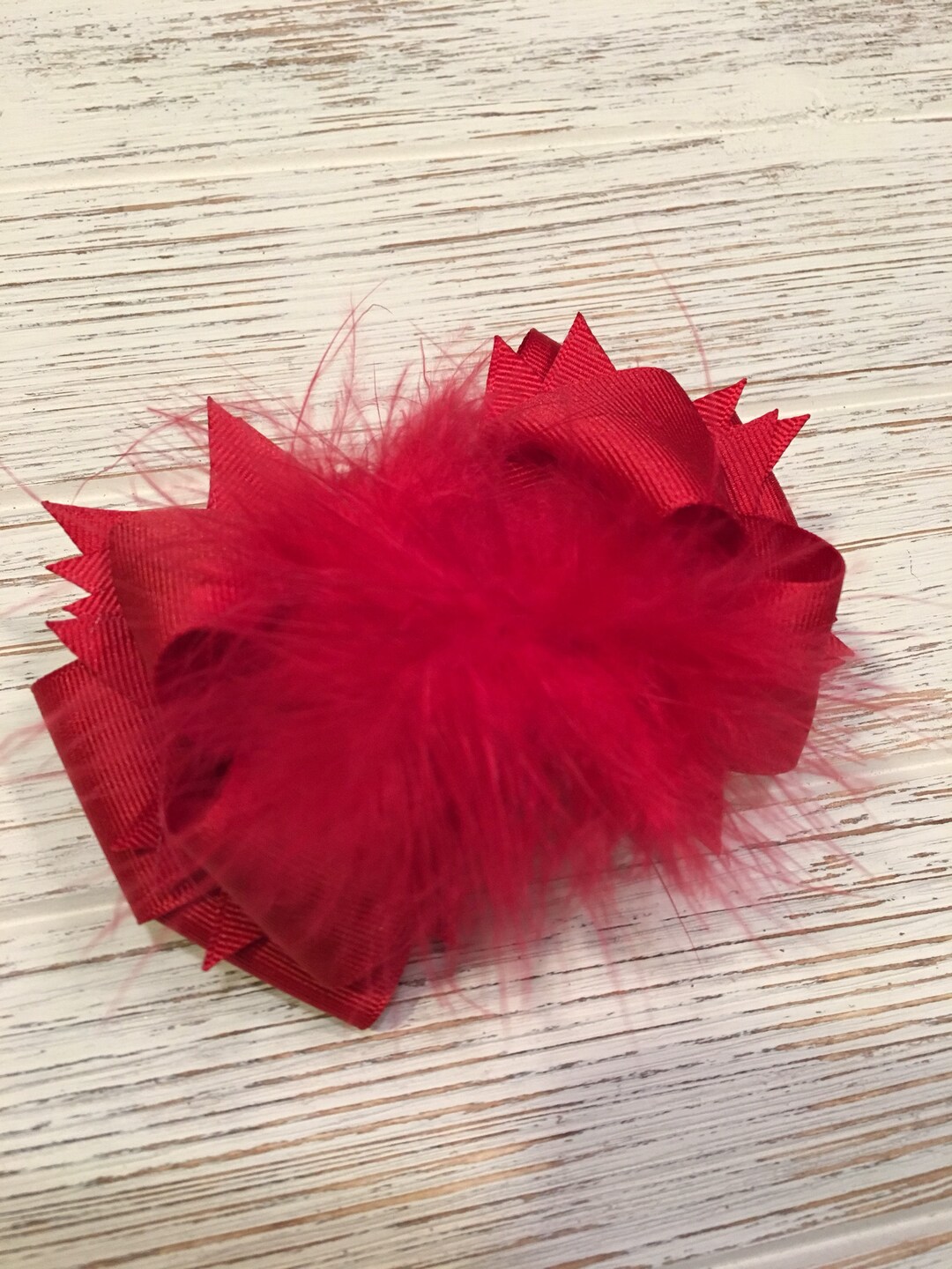5" Red Hair Bow With Fluff, Red Hairbow, Valentines Hair Bow ...
