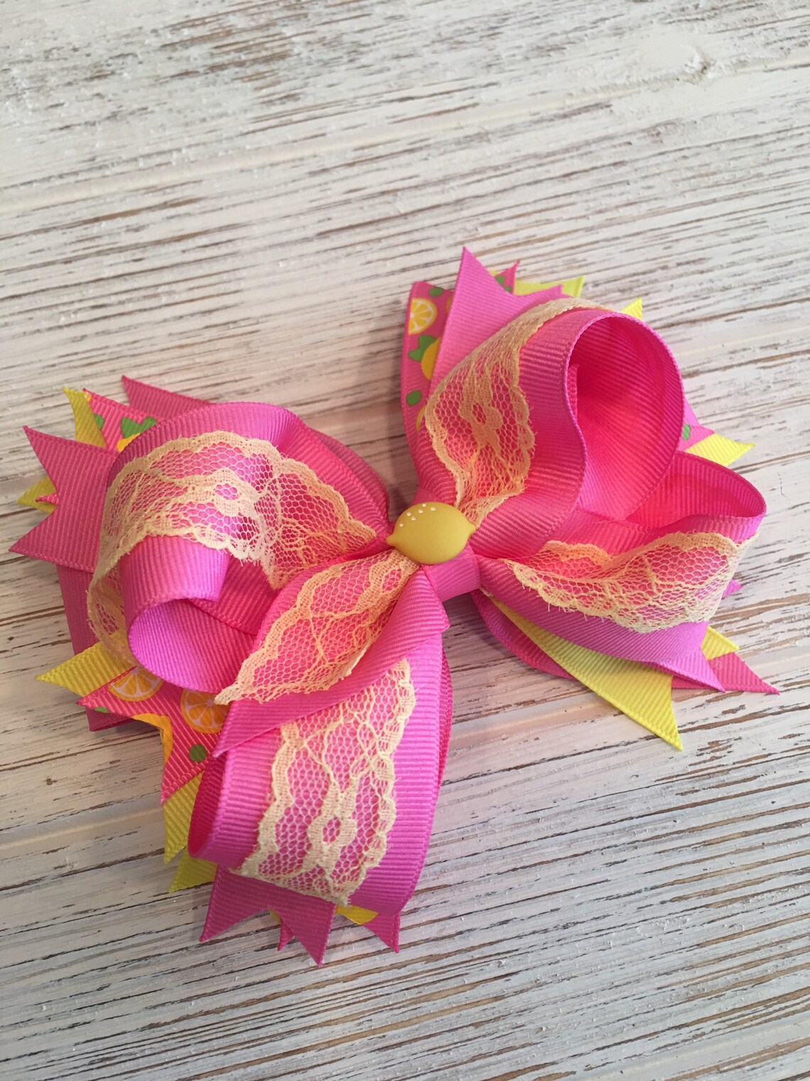 M2M Ricrac and Ruffles Lemon Hair Bow Lemon Hairbow Lemon - Etsy