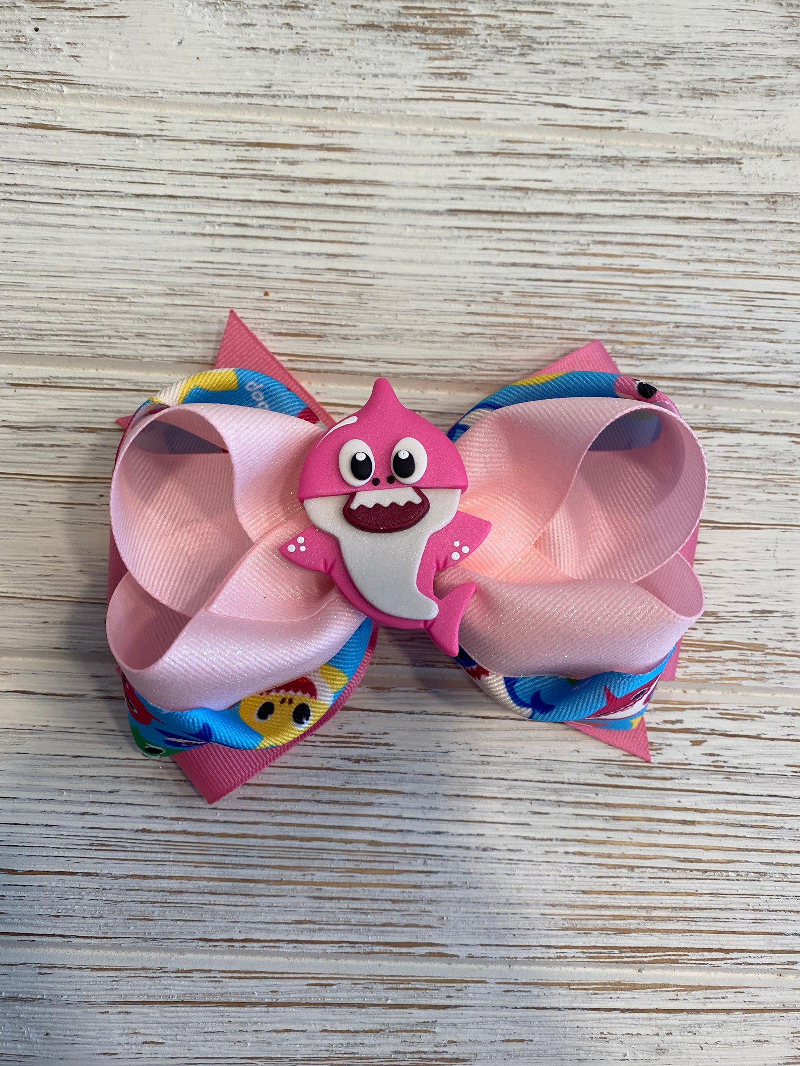 Baby shark hair bow shark hair bow baby shark birthday baby | Etsy